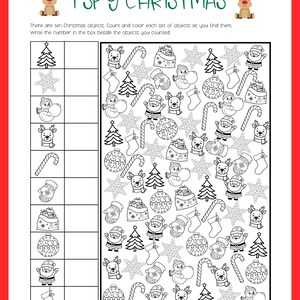 I Spy Christmas Worksheet | Holiday Counting Game (canva Pro Required ...