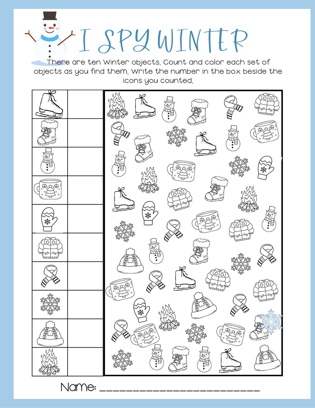 I Spy Winter Worksheet | Printable Search and Find Activity (canva Pro ...