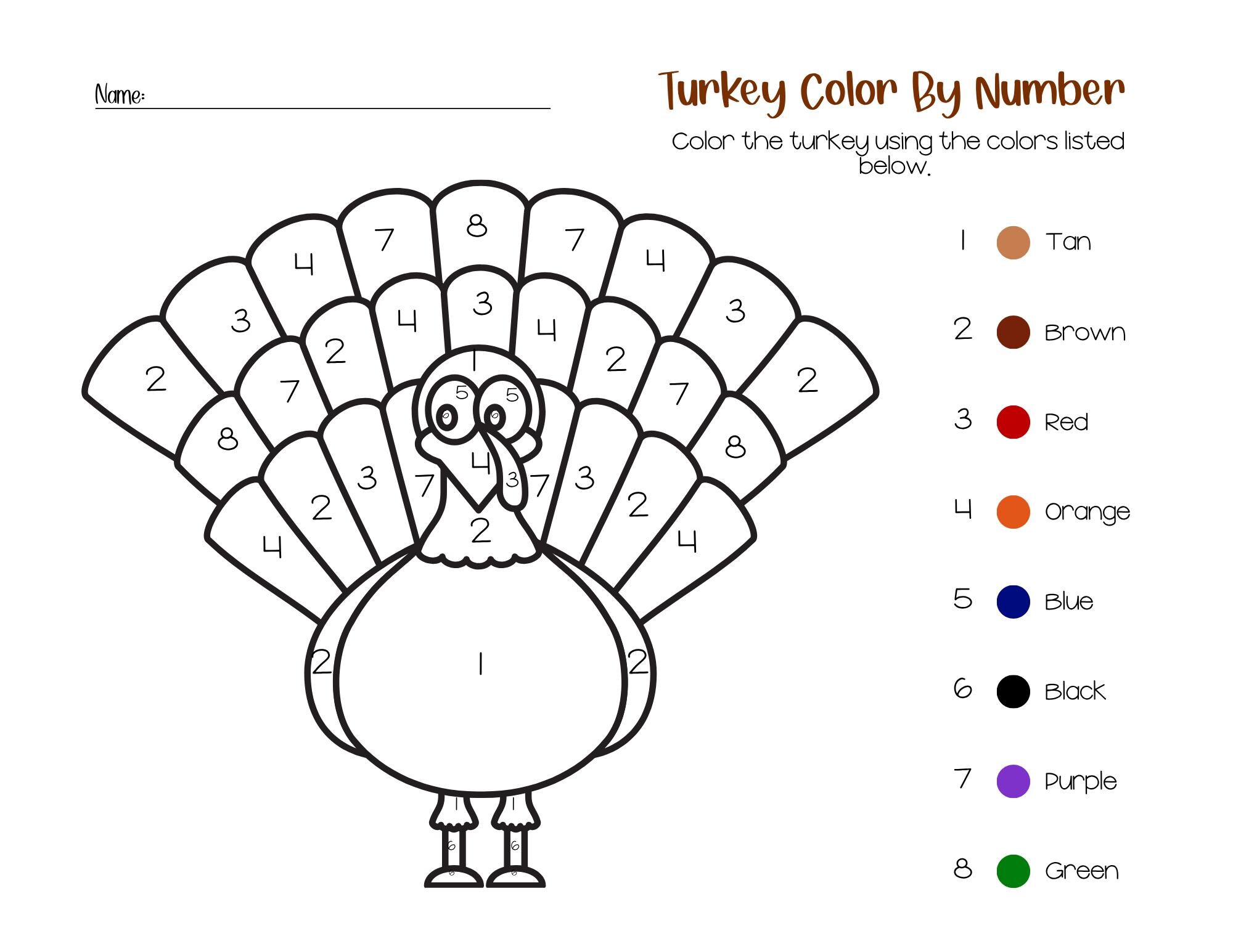 Thanksgiving Turkey Color by Number | Classroom Activity | Canva Pro ...
