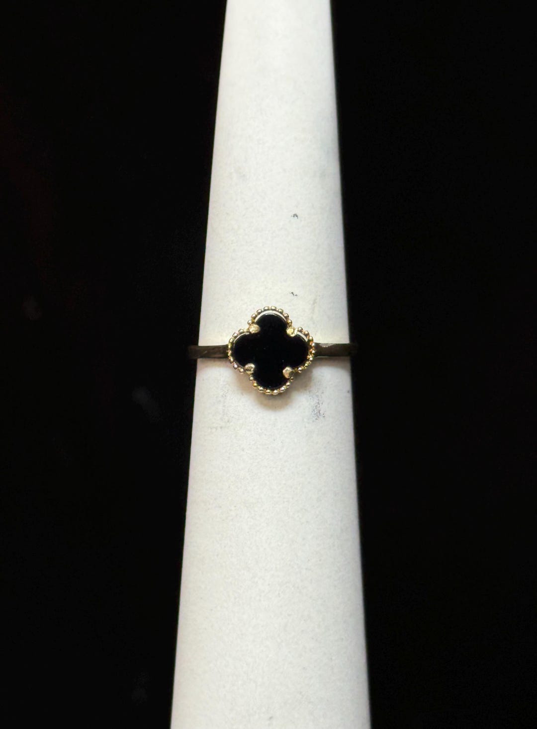 14K Real Solid Gold Black Clover Flower Ring Size 7 SIZABLE - Etsy