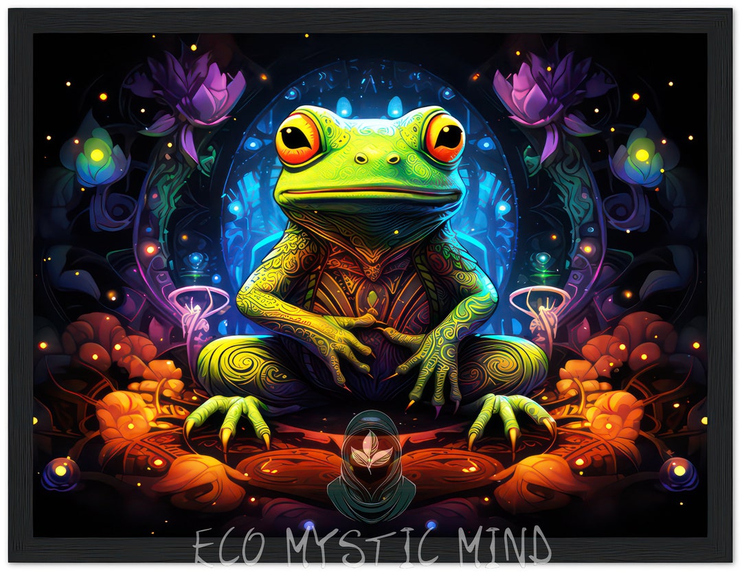 Psychedelic Wall Art, Frog Mandala Print, Trippy Animal Wall Art ...