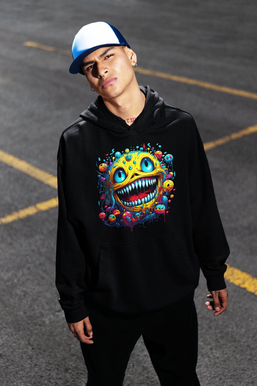 Hoodie Psytrance Bad Smile Psychedelic Clothes Goa - Etsy