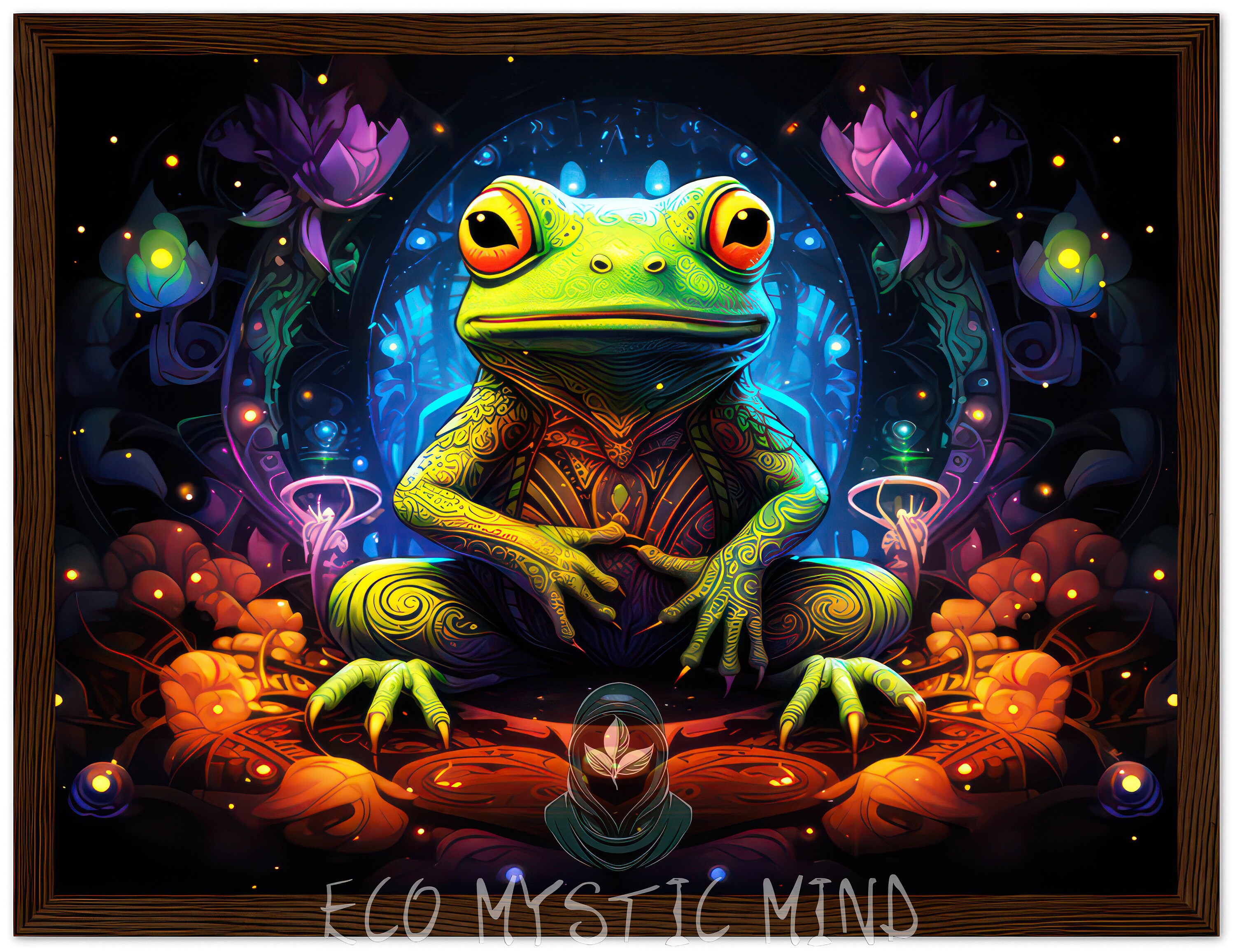 Psychedelic Wall Art, Frog Mandala Print, Trippy Animal Wall Art ...