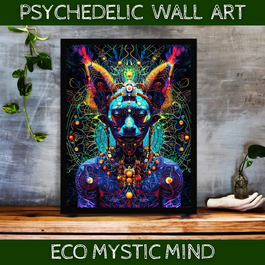 Psychedelic Wall Art, Anubi, Universe Interior, Deity Trippy Vision Art ...