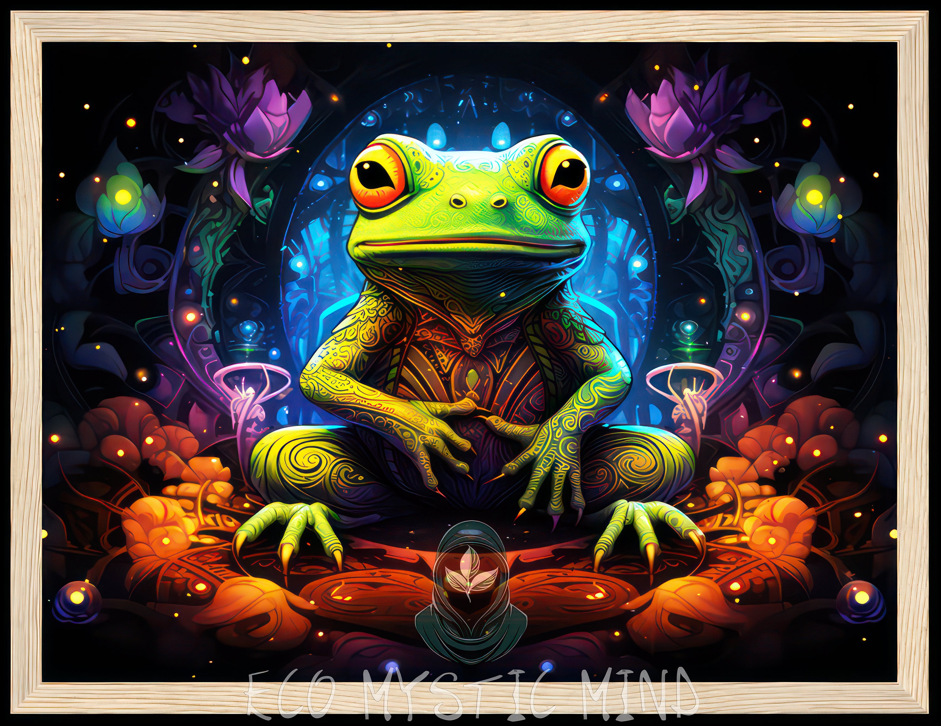 Psychedelic Wall Art, Frog Mandala Print, Trippy Animal Wall Art ...
