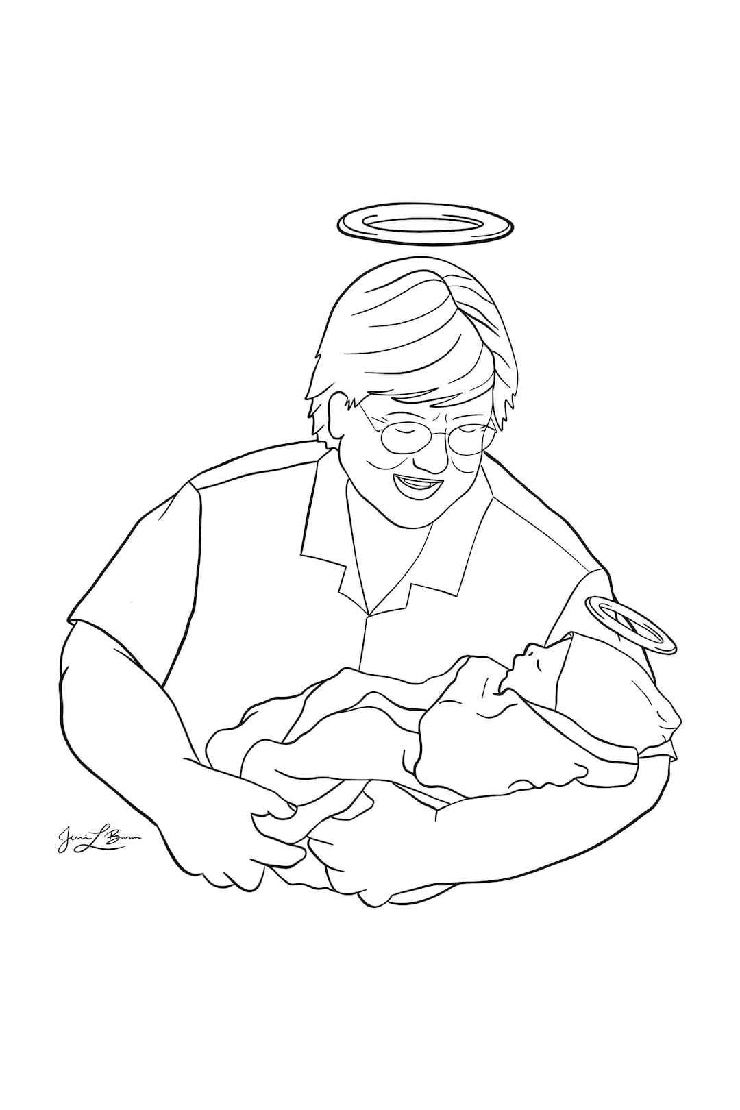Custom Line Art Drawing From Photo, Outline Portrait, Remembrance Gift ...
