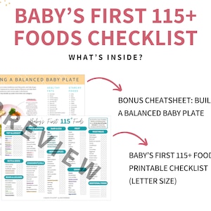 Baby Led Weaning Checklist: First Foods & Allergy Tracker (digital ...