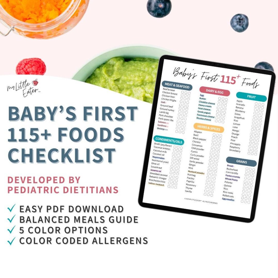 Baby Food Tracker & Checklist Created by Pediatric Dietitians My Little ...