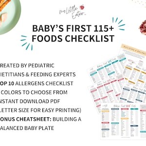 Baby Led Weaning Checklist: First Foods & Allergy Tracker (digital ...