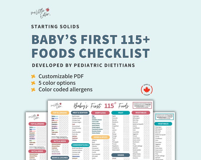 Baby's First Foods Checklist | Printable Food Log | Led Weaning | Solid ...