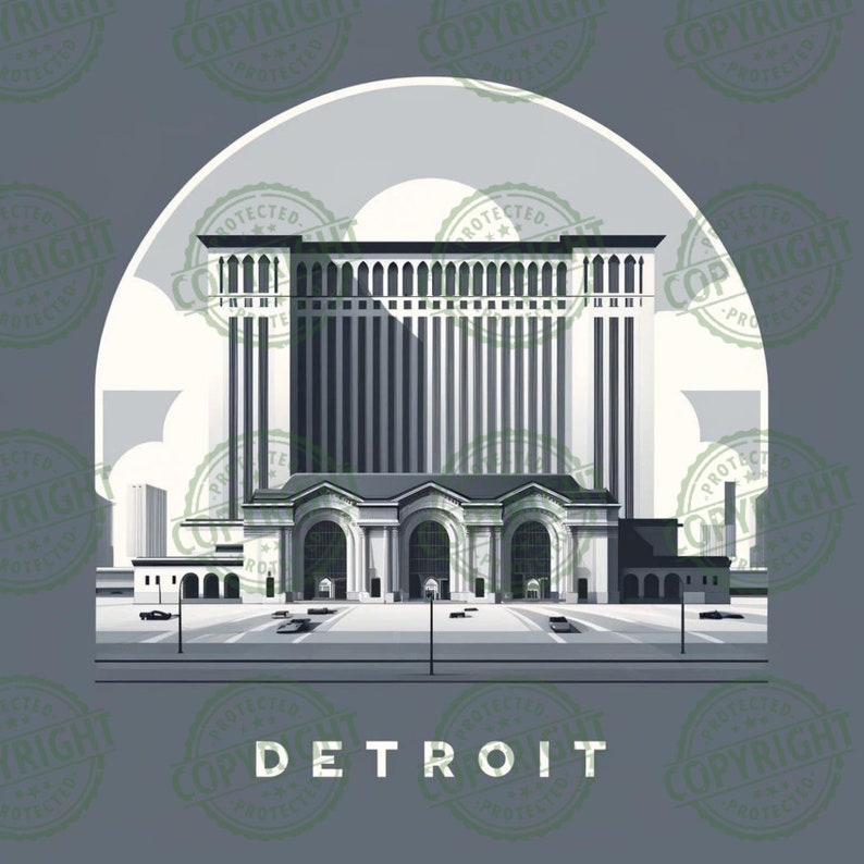 Iconic Michigan Central Station Graphic With "detroit" - Etsy
