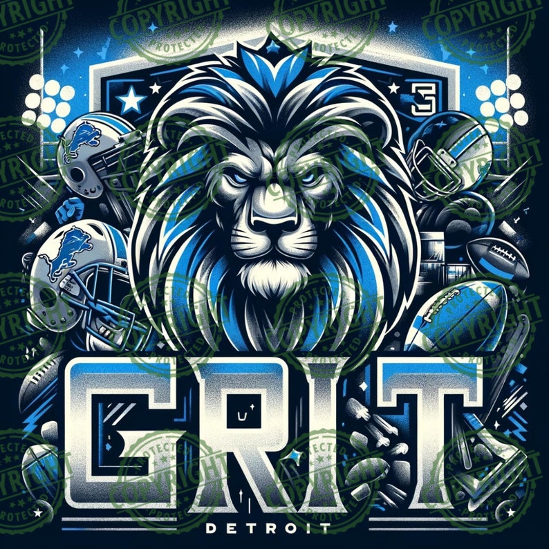 Detroit Lions Inspired 'grit' Graphic Art - Etsy