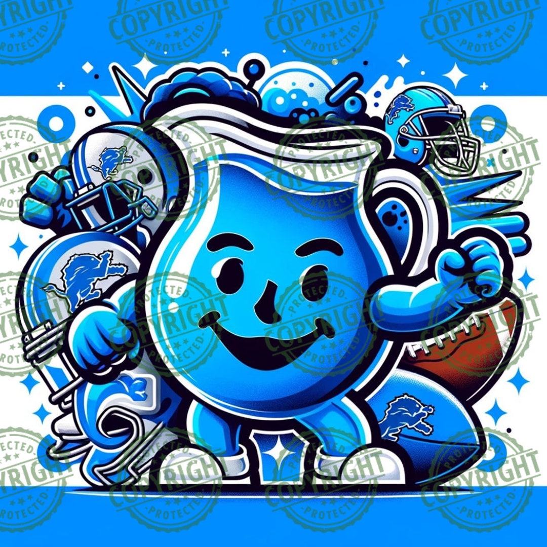 Blue Kool-aid Pitcher & Detroit Lions Inspired Digital Art Vibrant ...