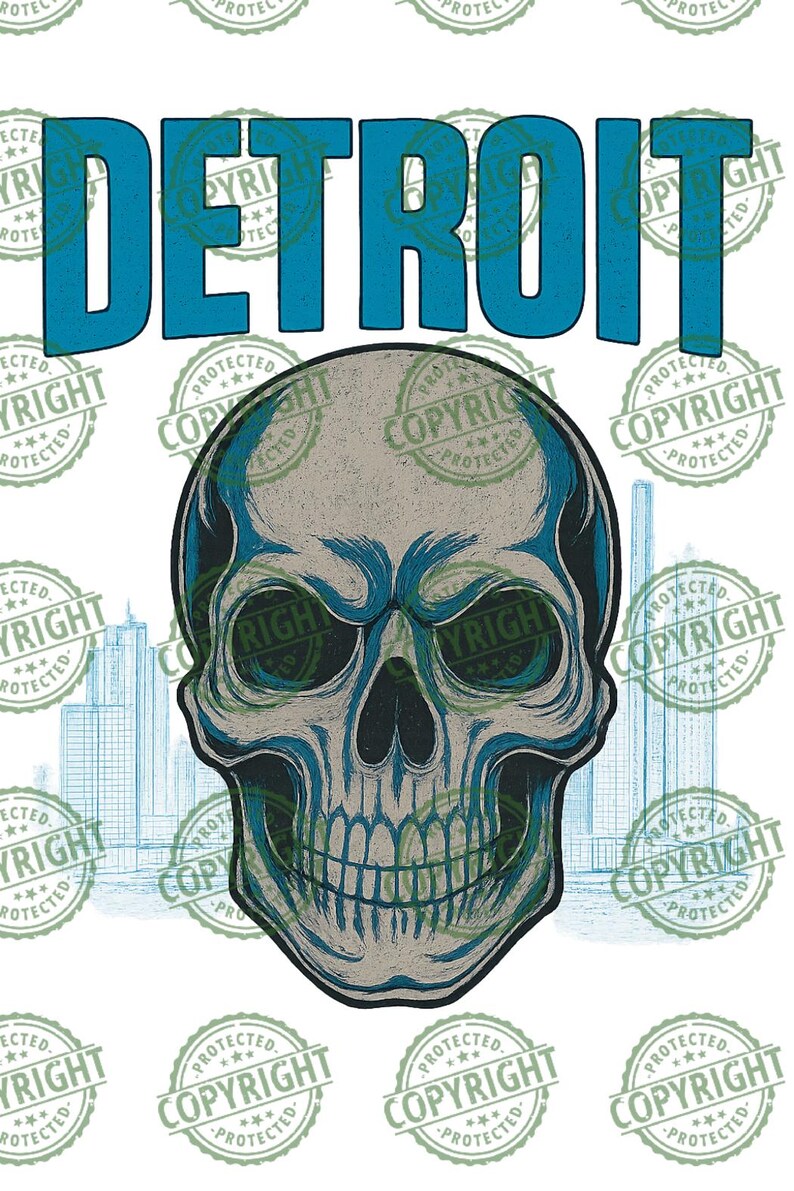 Detroit Skull – Grit in Honolulu Blue - Etsy