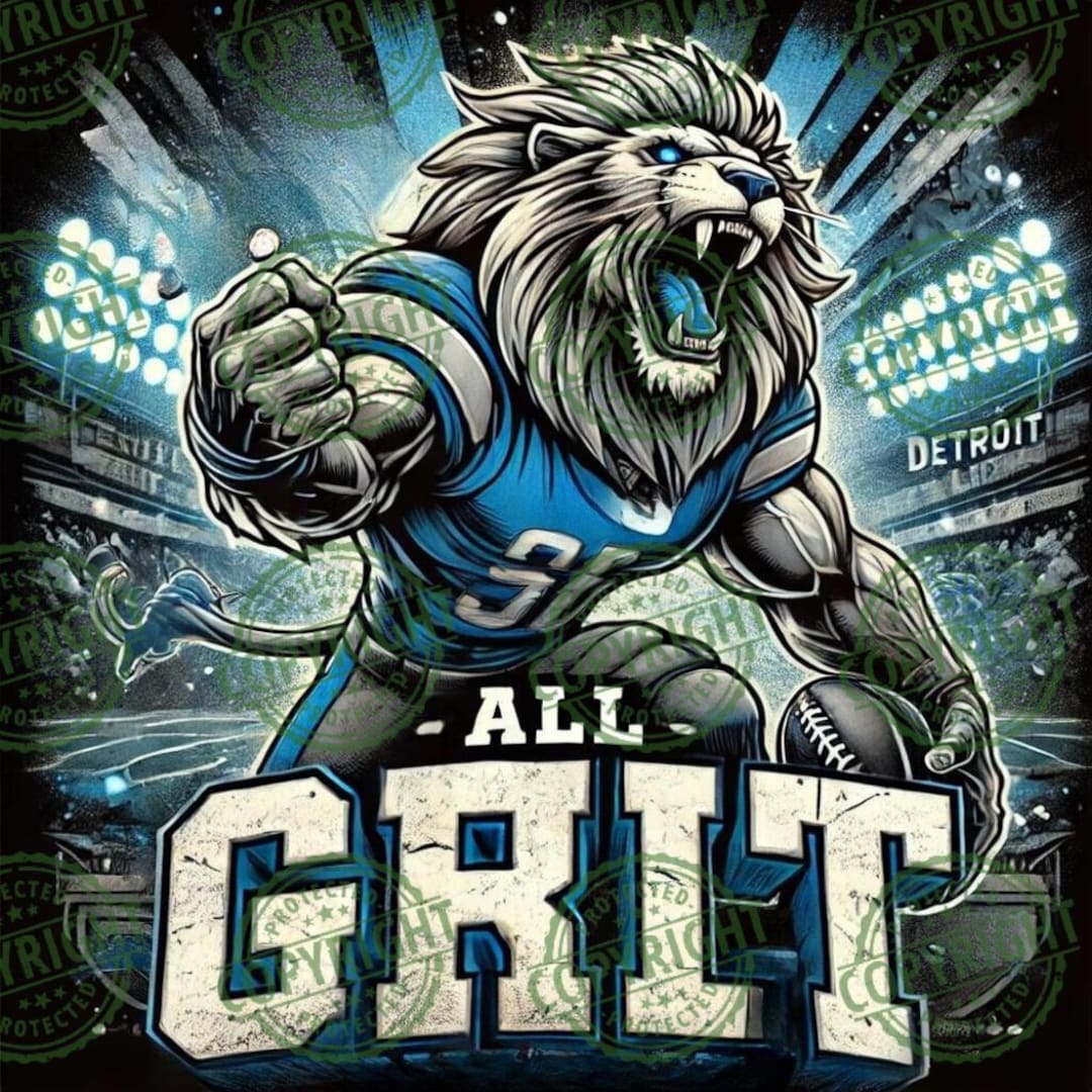 Detroit Roaring Lion Graphic Art - "detroit All Grit" - Etsy