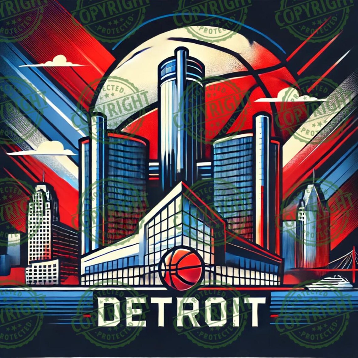 Detroit Pistons Inspired Graphic With Renaissance Center - Etsy