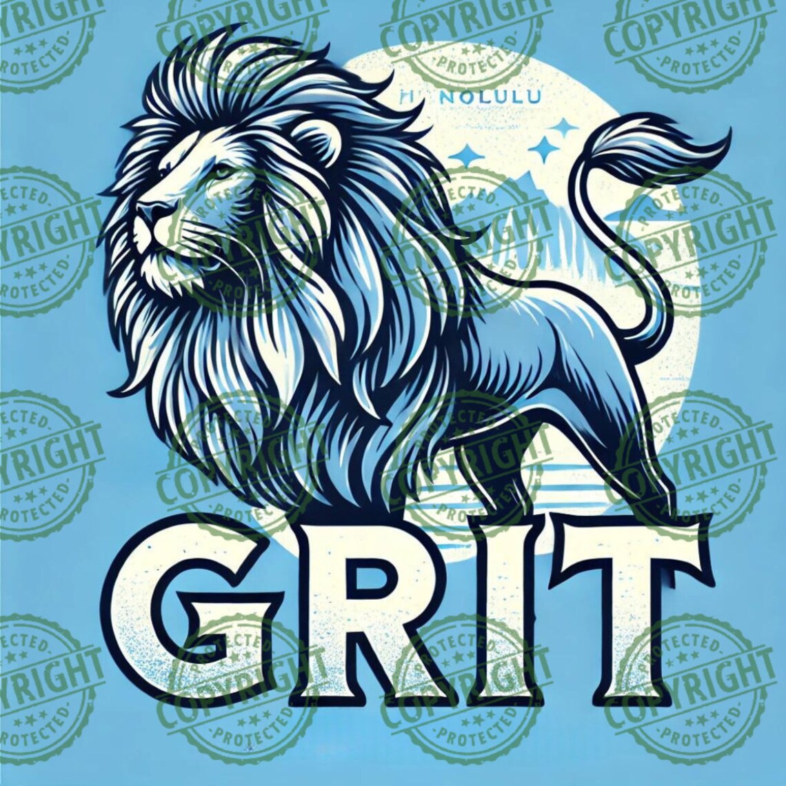 Detroit Lions Inspired Grit Honolulu Blue Lion Graphic - Etsy