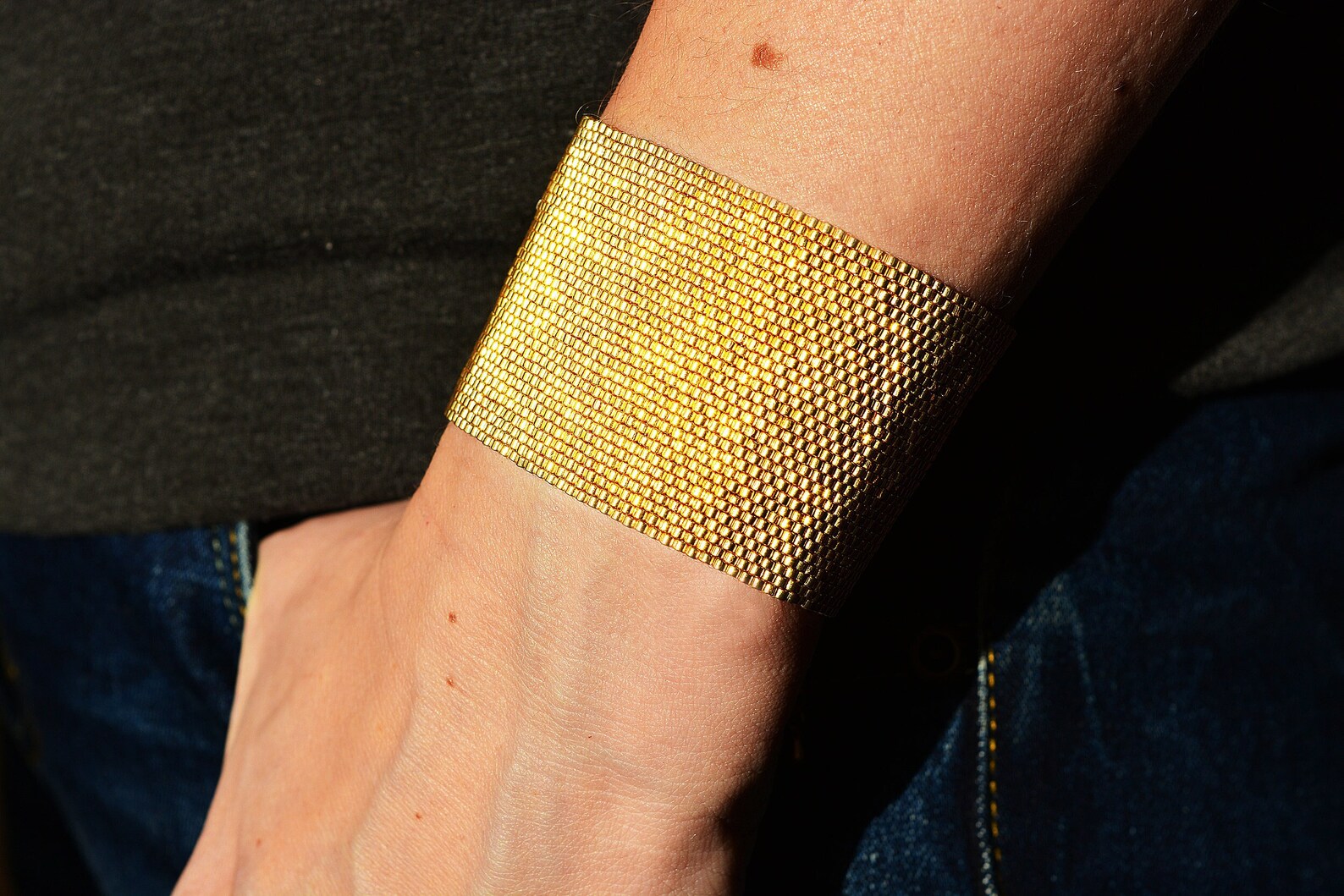 Light Gold Sparkling Bracelet, Miyuki Japanese Galvanized Beads ...