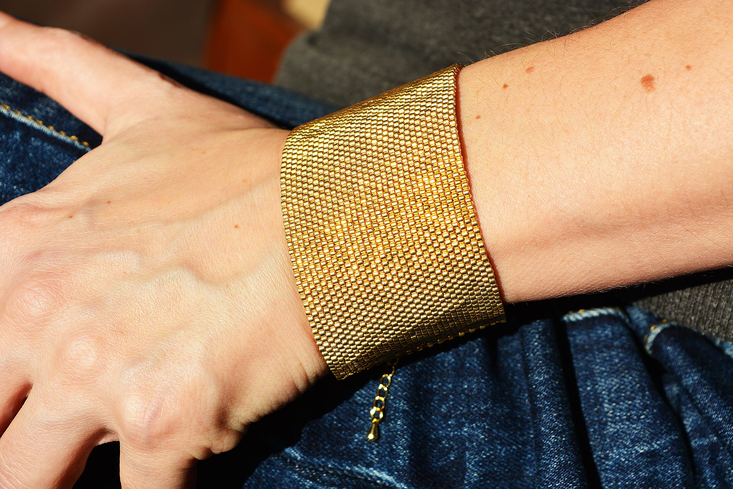Light Gold Sparkling Bracelet, Miyuki Japanese Galvanized Beads ...