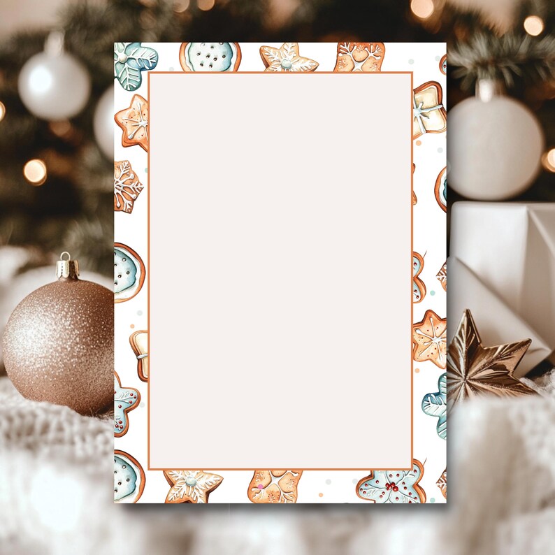 Printable Christmas Cookie Stationery, Lined Unlined Paper, Printable ...