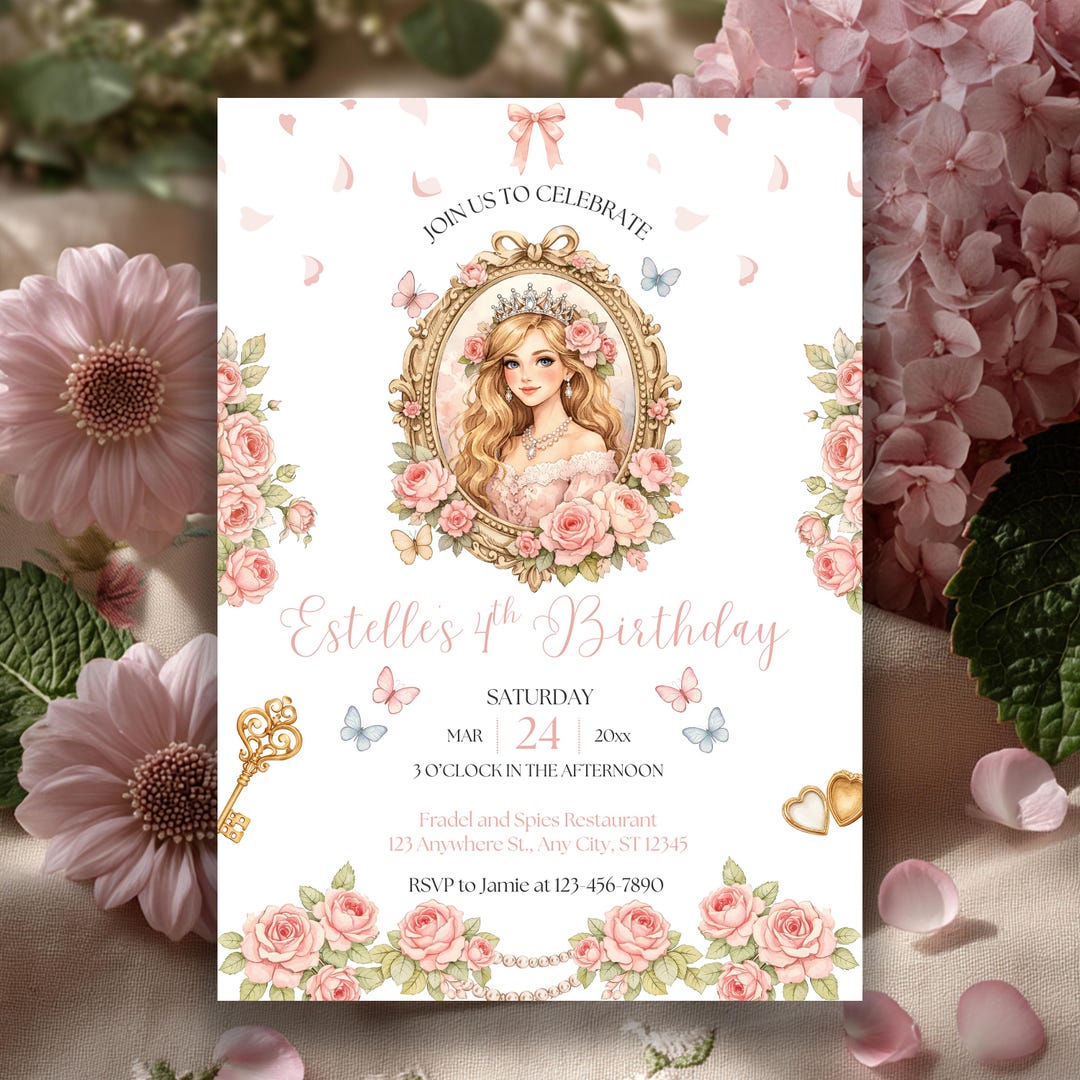 Princess Birthday Invitation, Any Age Girl Birthday, Fairytale Party ...