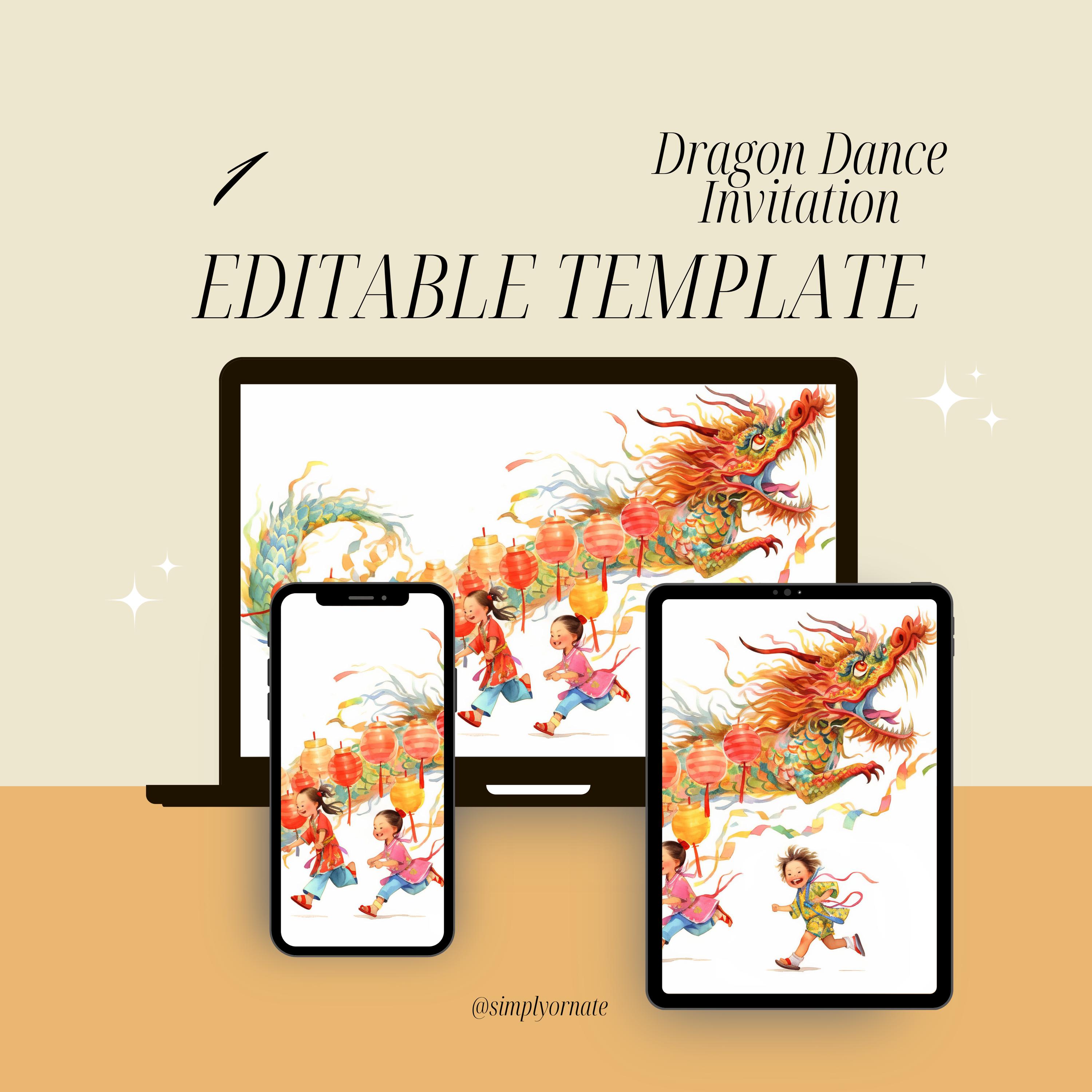 Printable Dragon Dance Card |instant Download| Chinese New Year, Spring ...