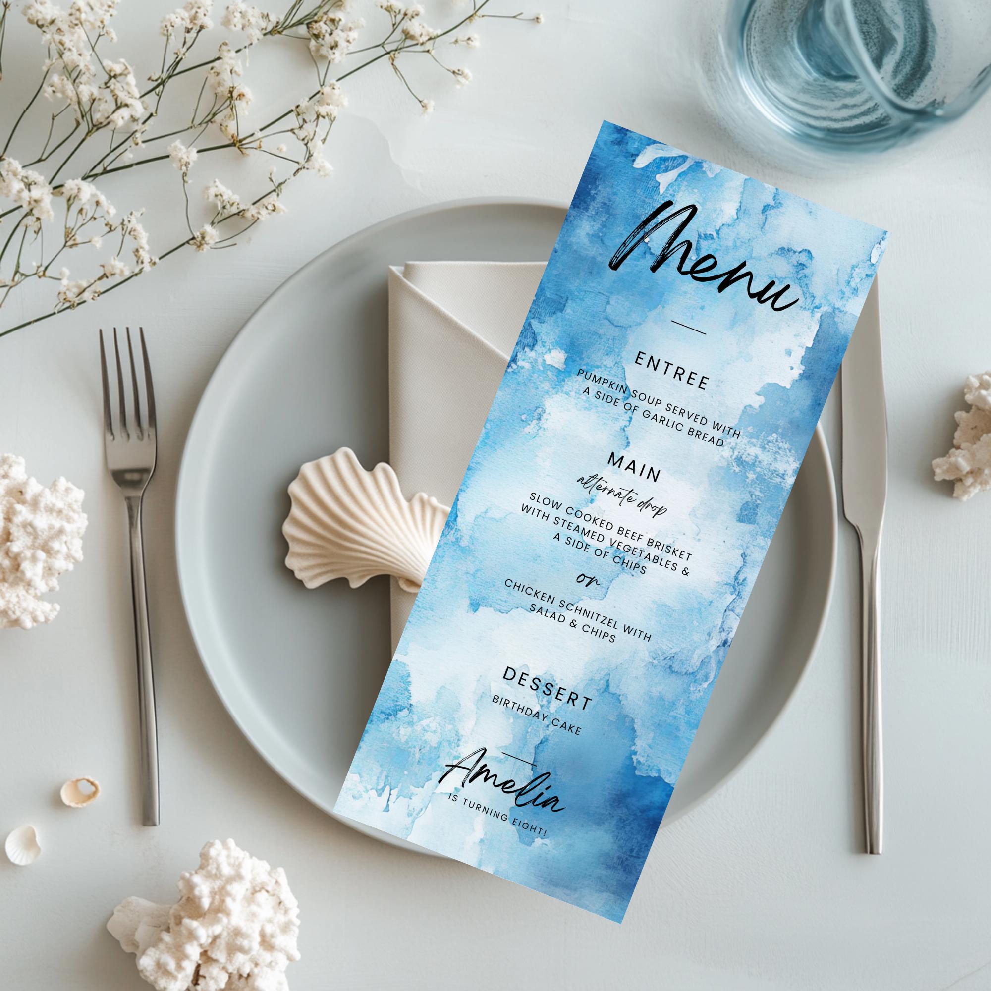Tasteful Under the Sea Menu Template | Pack of 5 | INSTANT DOWNLOAD ...
