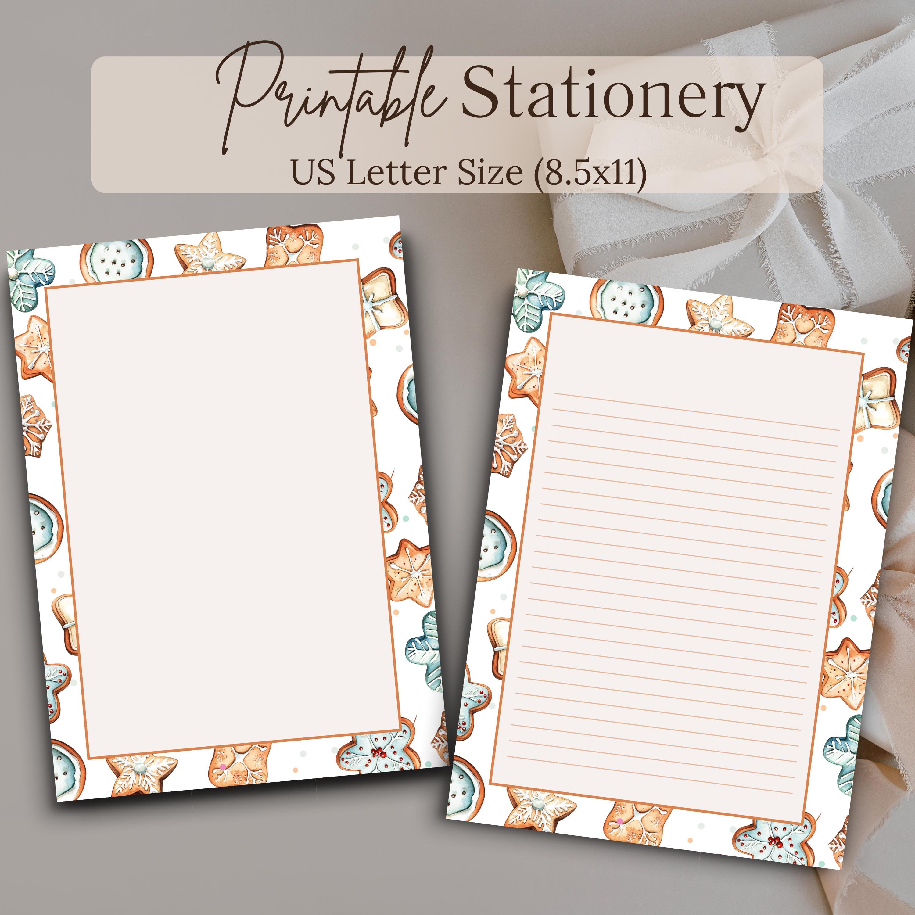 Printable Christmas Cookie Stationery, Lined Unlined Paper, Printable ...