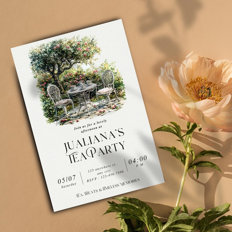 Editable Garden Tea Party Invitation - Digital Download - Printable ...