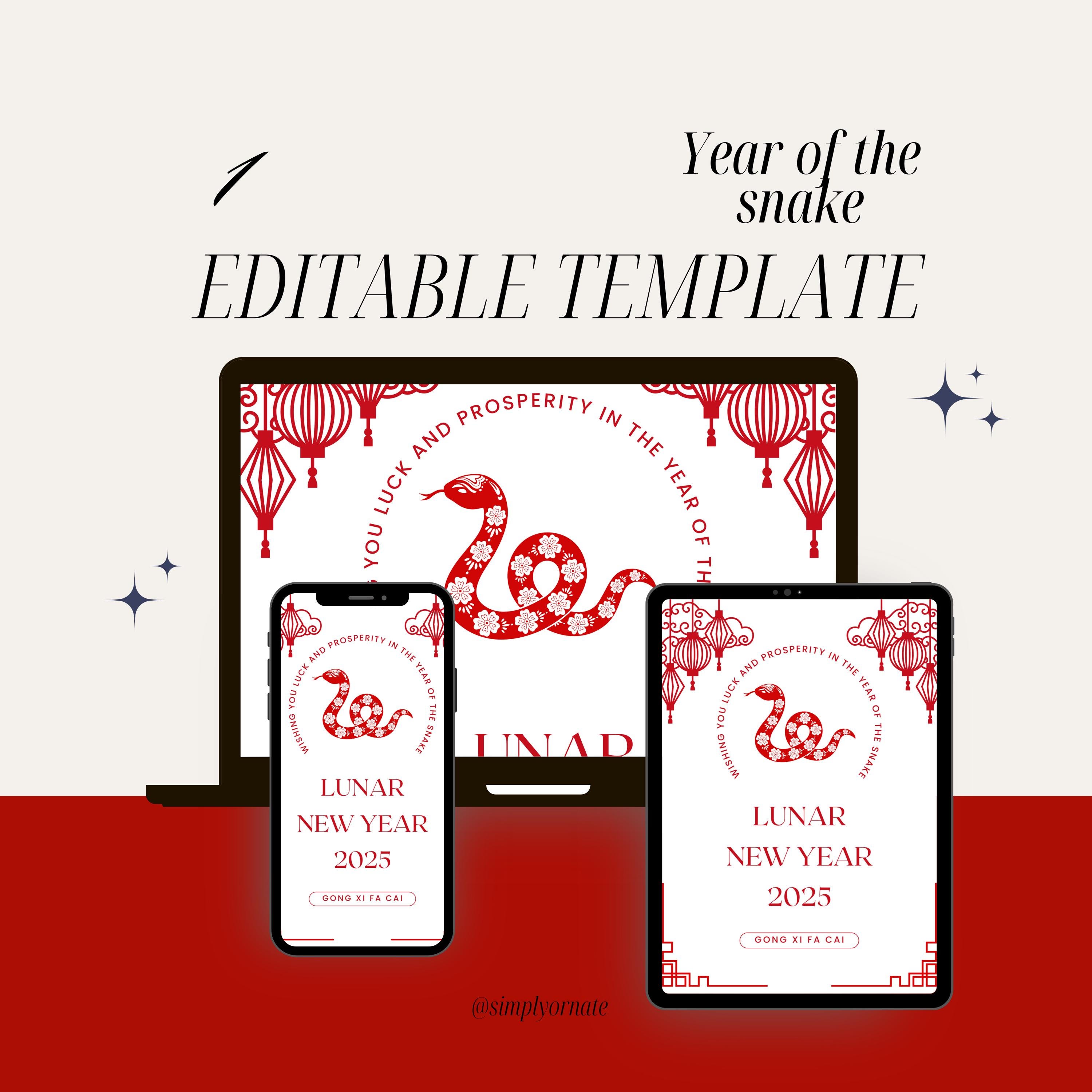 Lunar New Year Card DIGITAL DOWNLOAD Chinese New Year Zodiac, Year of ...