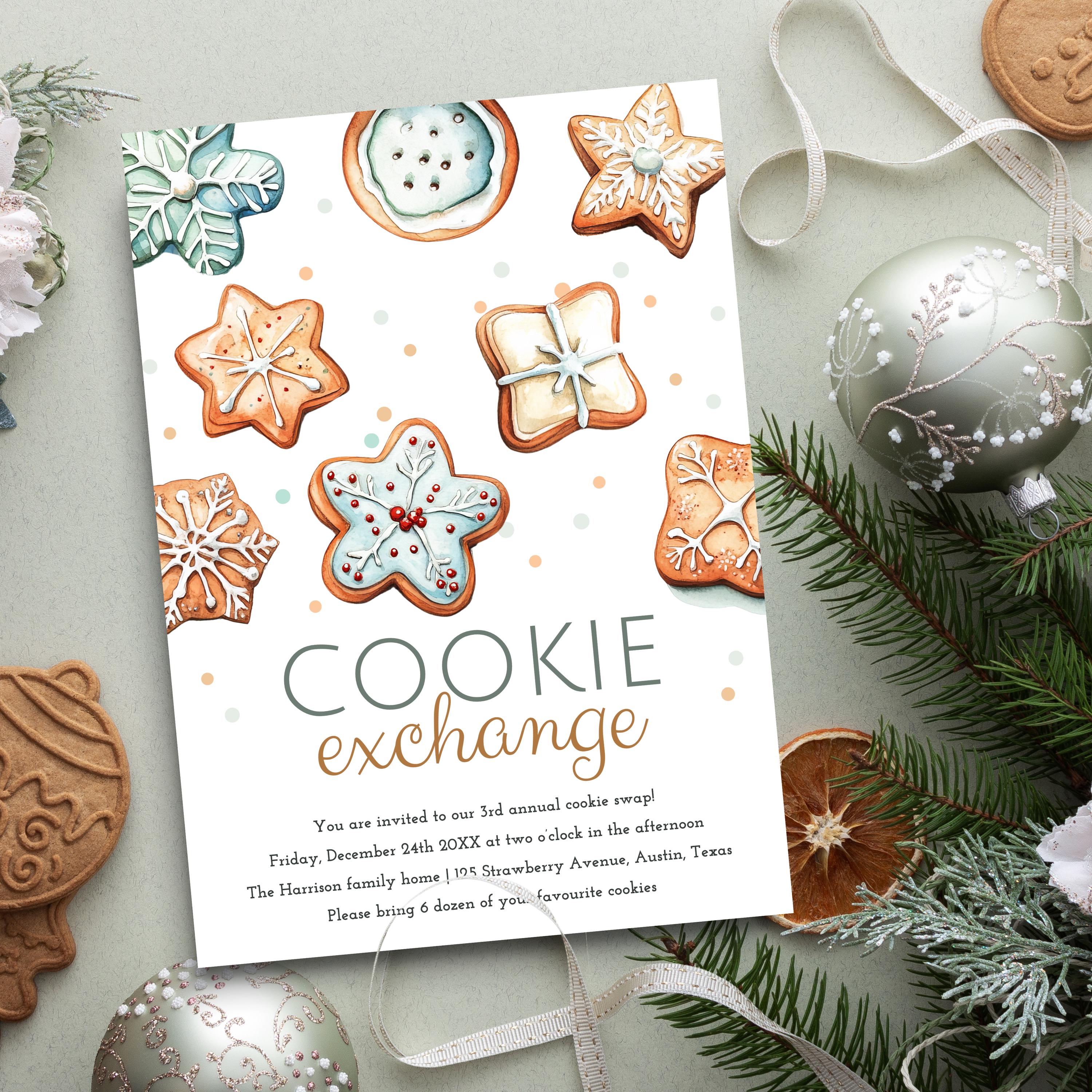 Editable Cookie Exchange Invitation Template, Cheerful & Colorful ...