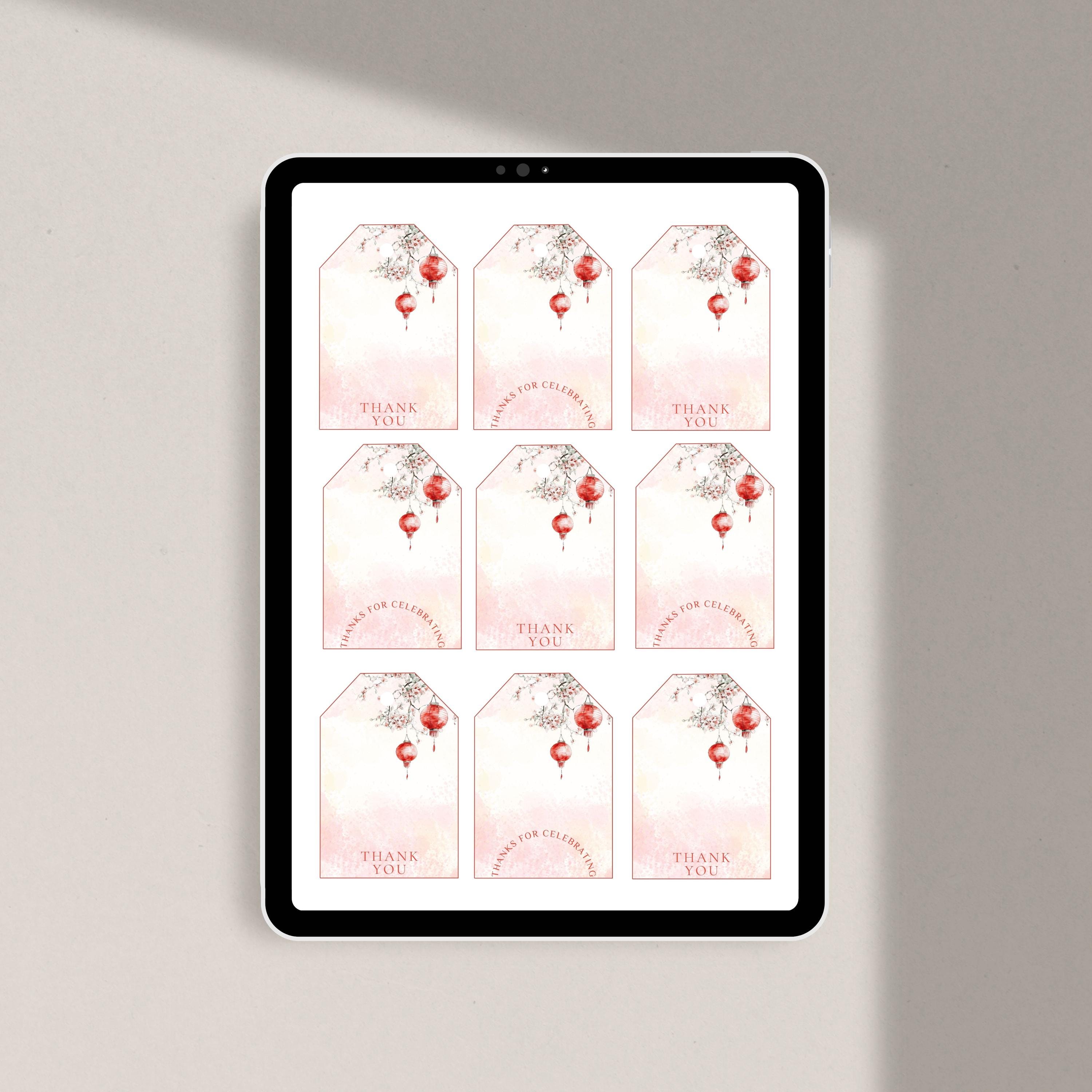 Printable Chinese Gift Tags, Chinese Lanterns Gift Tags, Chinese New ...