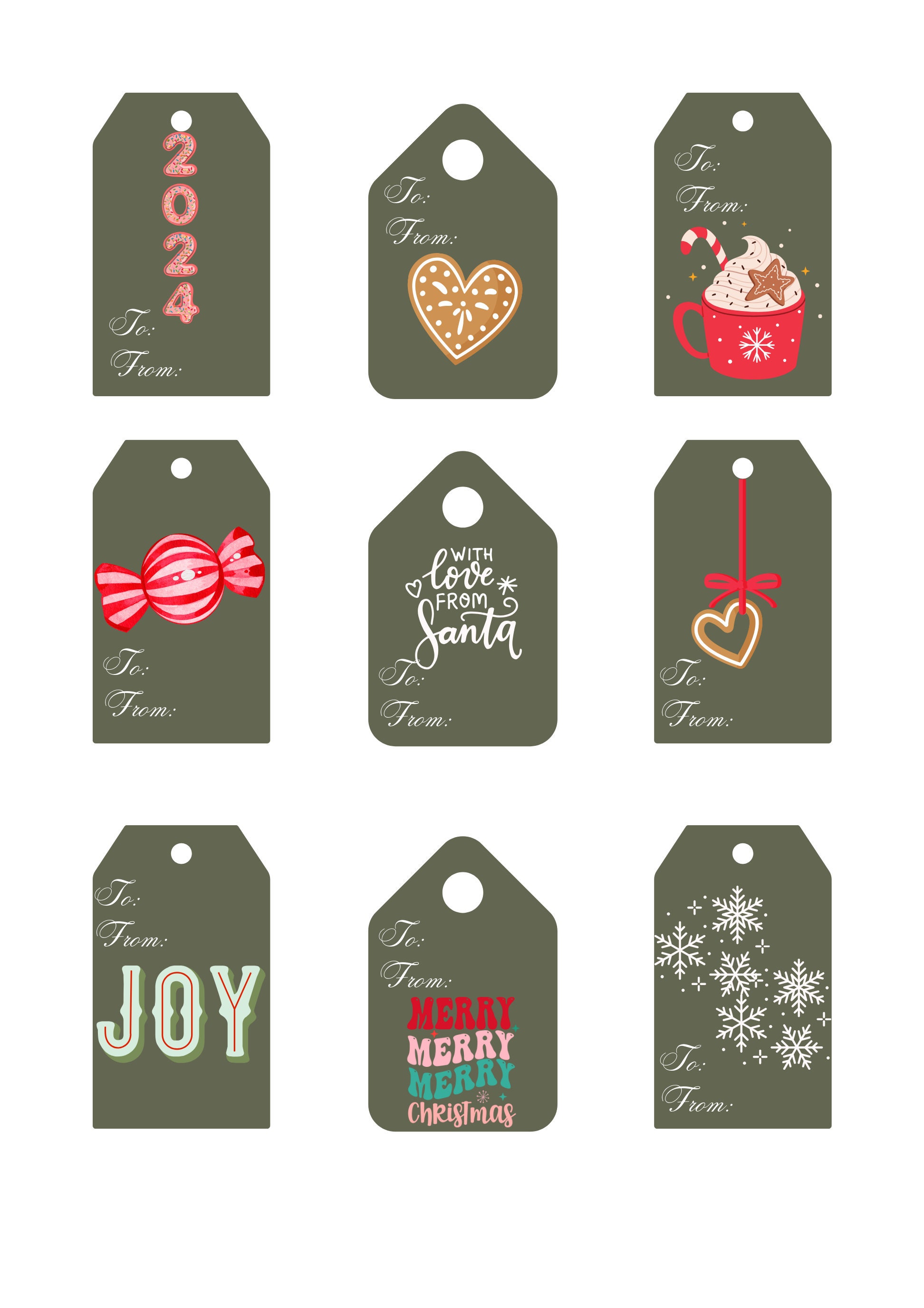 7 Printable Gift Tags Printable Christmas Gift Tag Bundle - Etsy