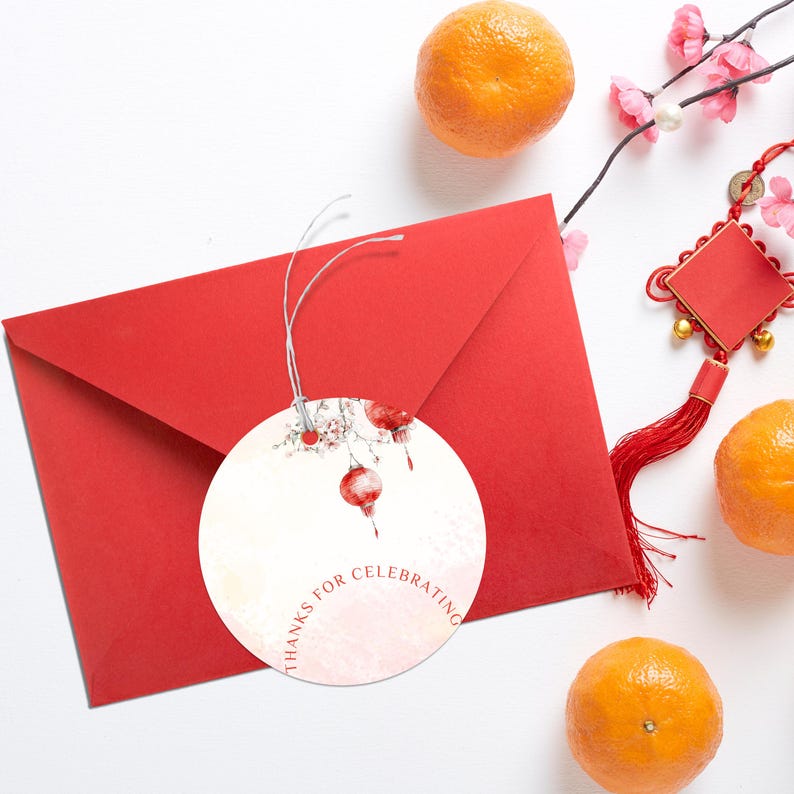 Printable Chinese Gift Tags, Chinese Lanterns Gift Tags, Chinese New ...