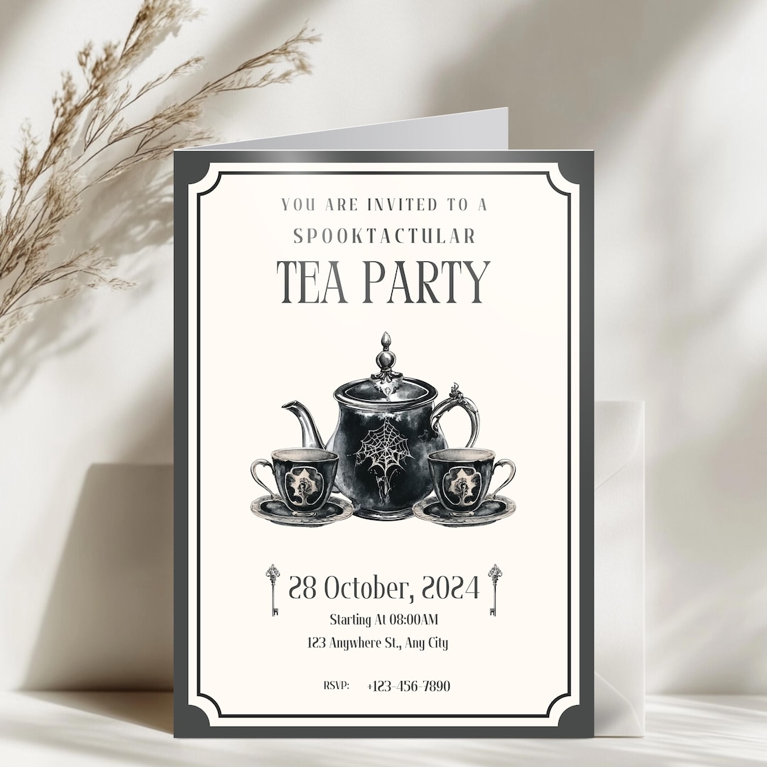 Victorian Gothic Tea Party Invitation, Instant Download, Elegant Spooky ...