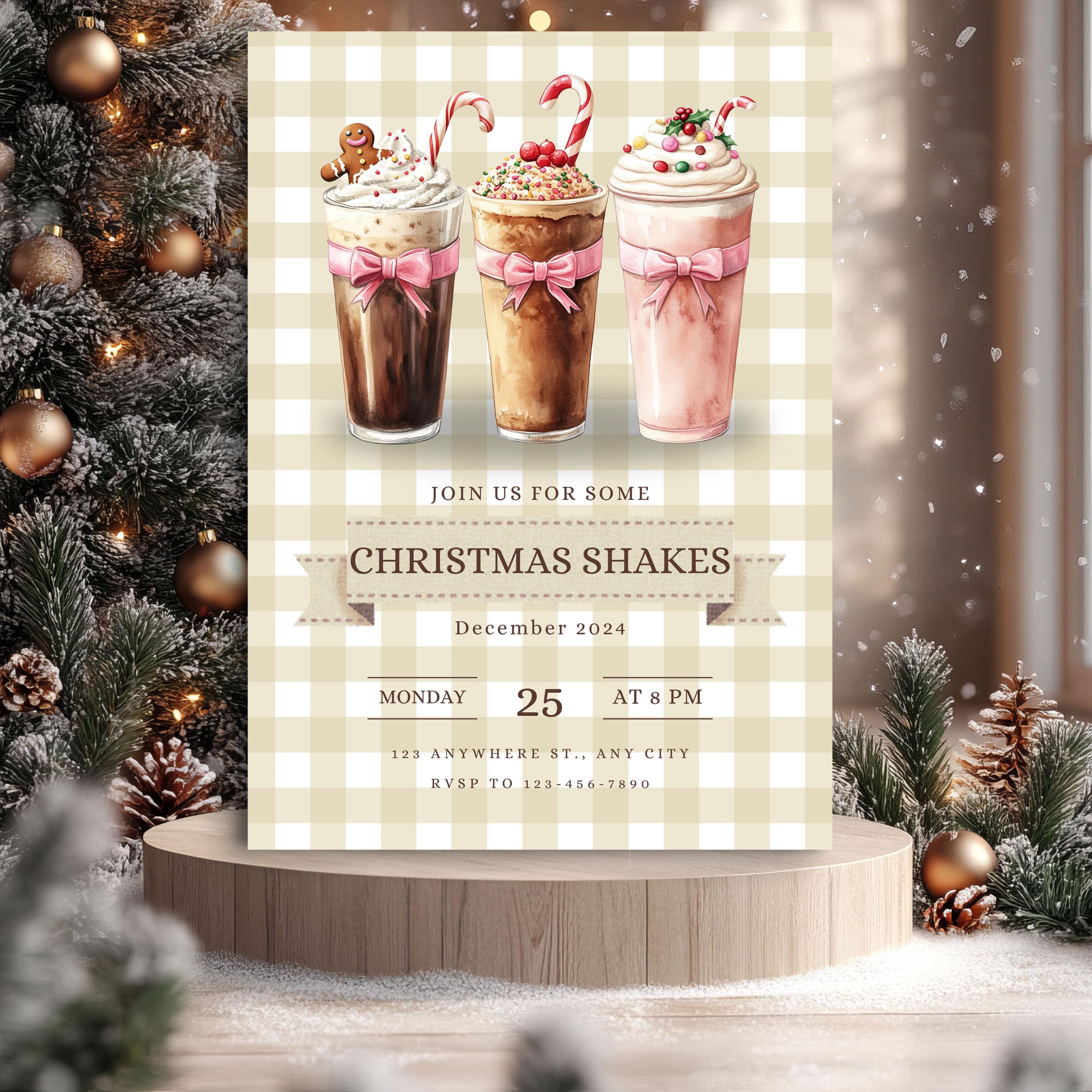 Editable Milkshake Party Invitation, Printable Holiday Party Template ...