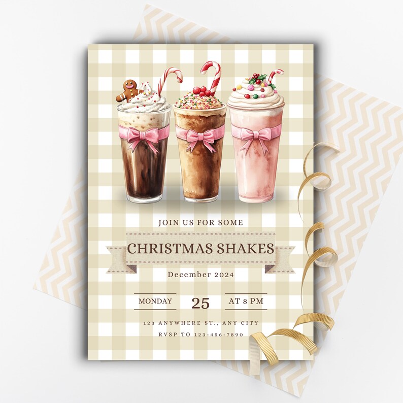 Editable Milkshake Party Invitation, Printable Holiday Party Template ...