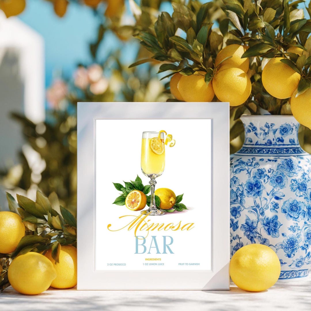 Lemon Mimosa Bar Sign Printable, Bridal Shower Decor, Instant Download ...
