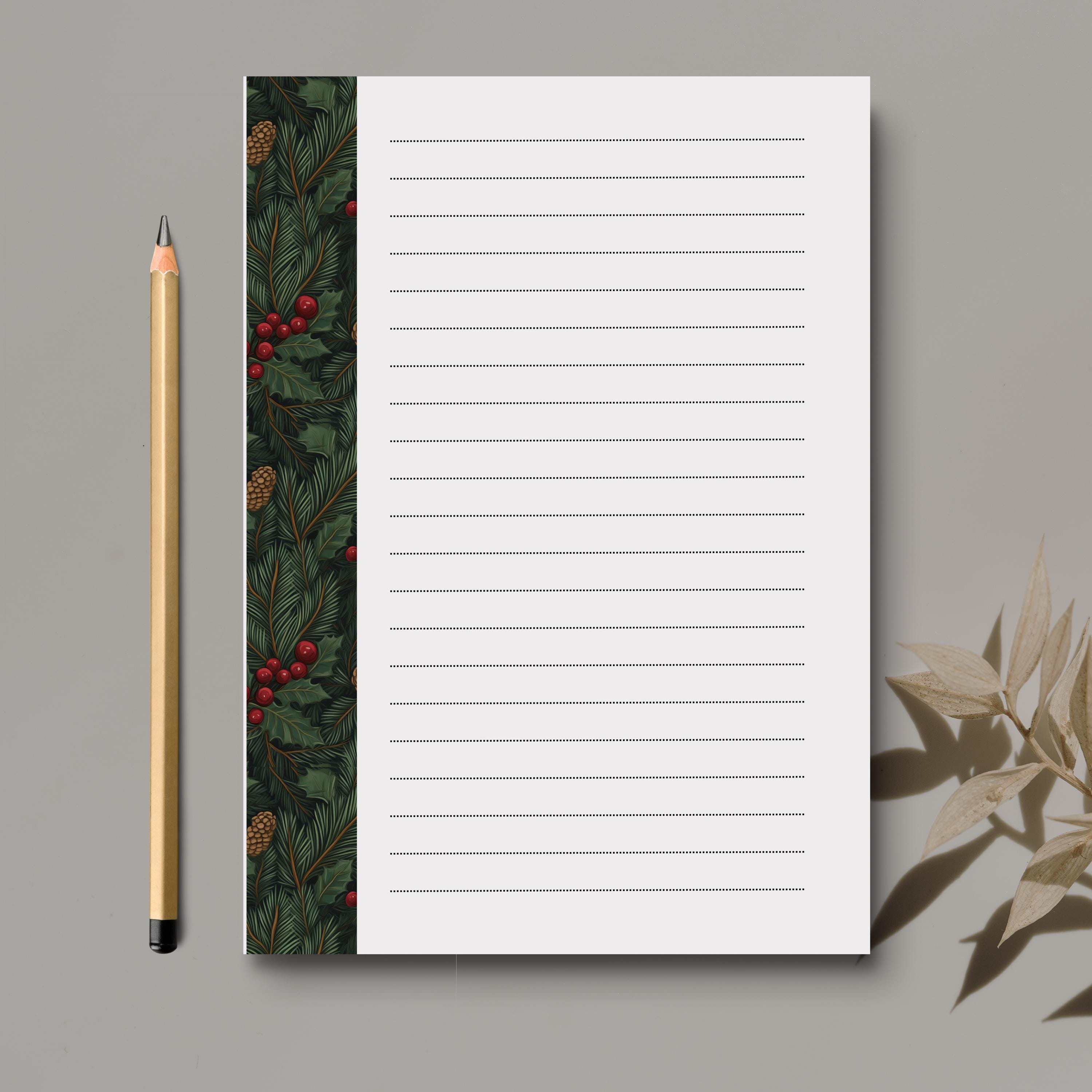 Printable Christmas Background Stationery, Letter Paper, Winter Floral ...