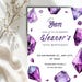 Crystal Gemstone Birthday Invitation Template, Purple Geology Party ...