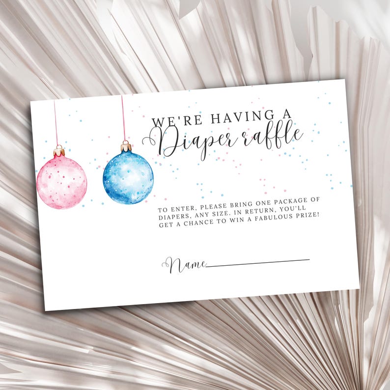 Editable Diaper Raffle Printable, Winter Gender Reveal Template ...