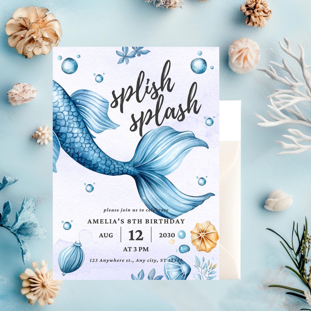 Under the Sea Birthday Template INSTANT DOWNLOAD Ocean Party Invitation ...