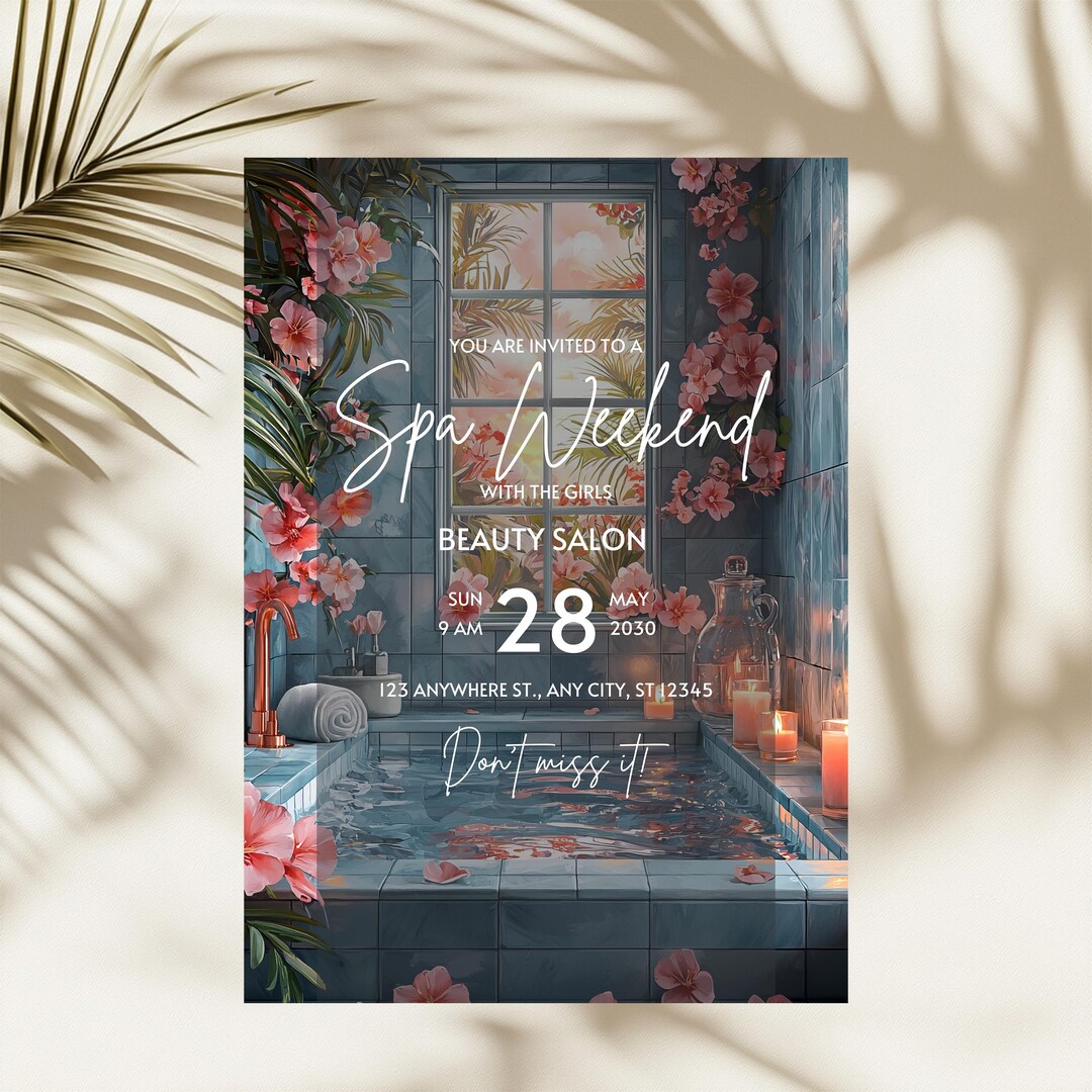 Spa Weekend Invitation Template - Instant Download - Editable Printable ...