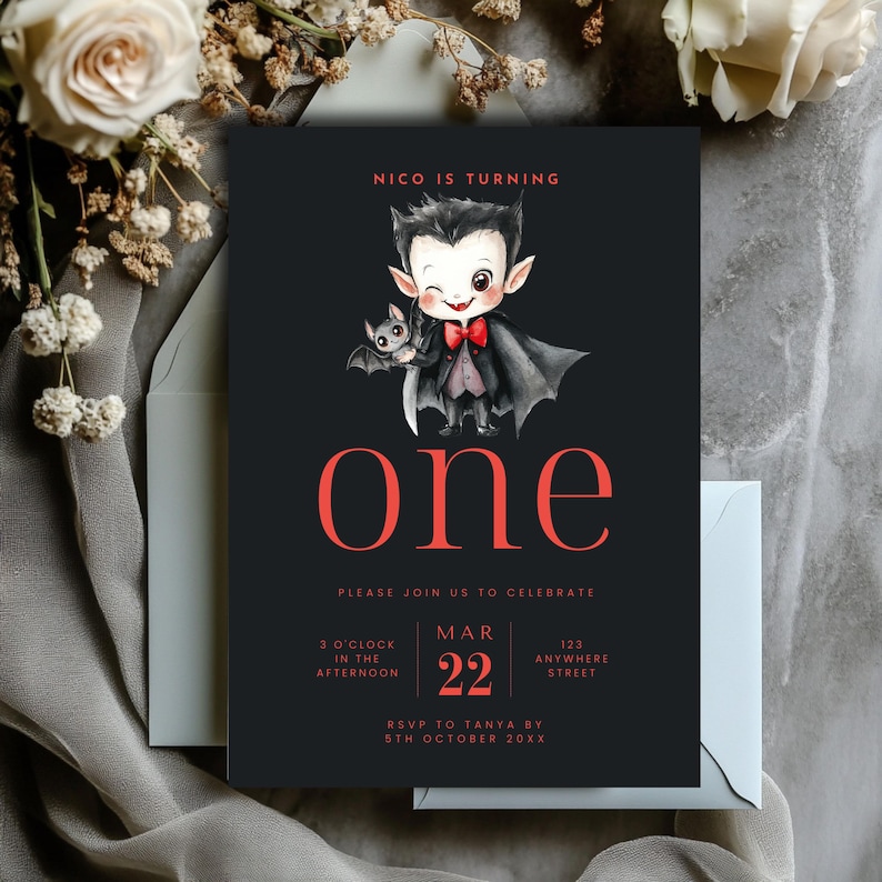 Little Dracula Birthday Invitation Template, Instant Download ...