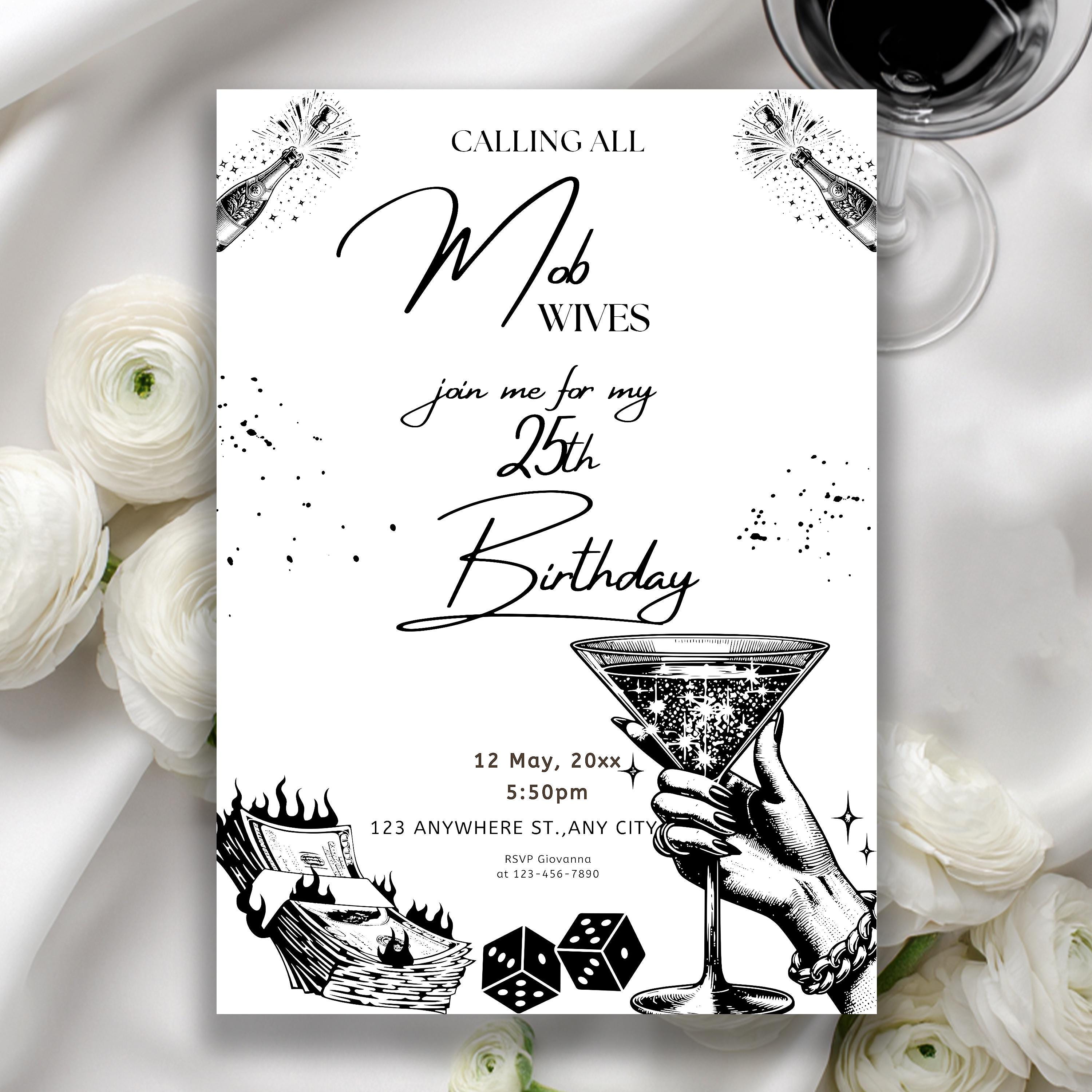 Mob Wives Birthday Invitation | Martini Party Invite | 25th Birthday ...