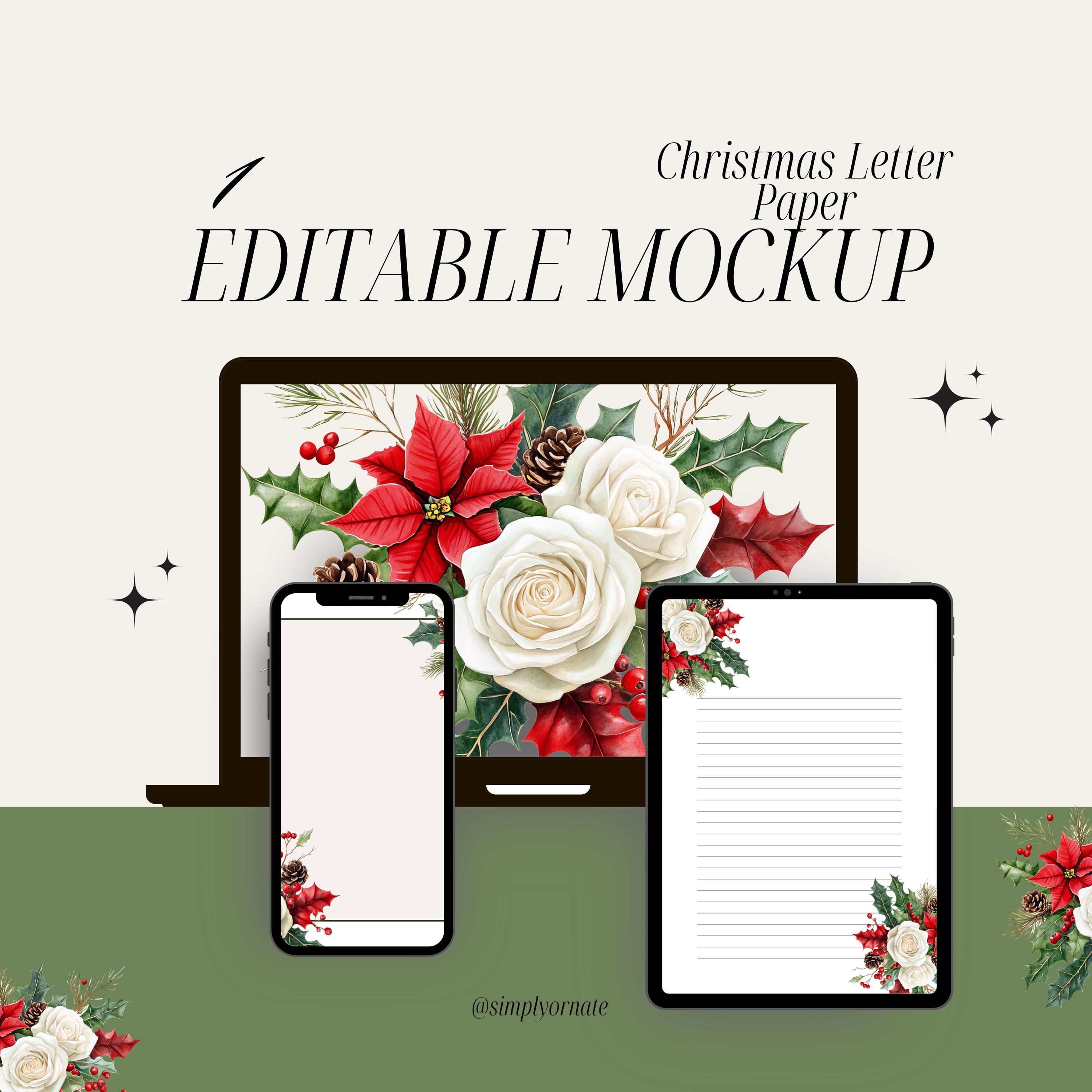 Printable Christmas Bouquet Stationery, Lined Unlined Paper, Floral ...
