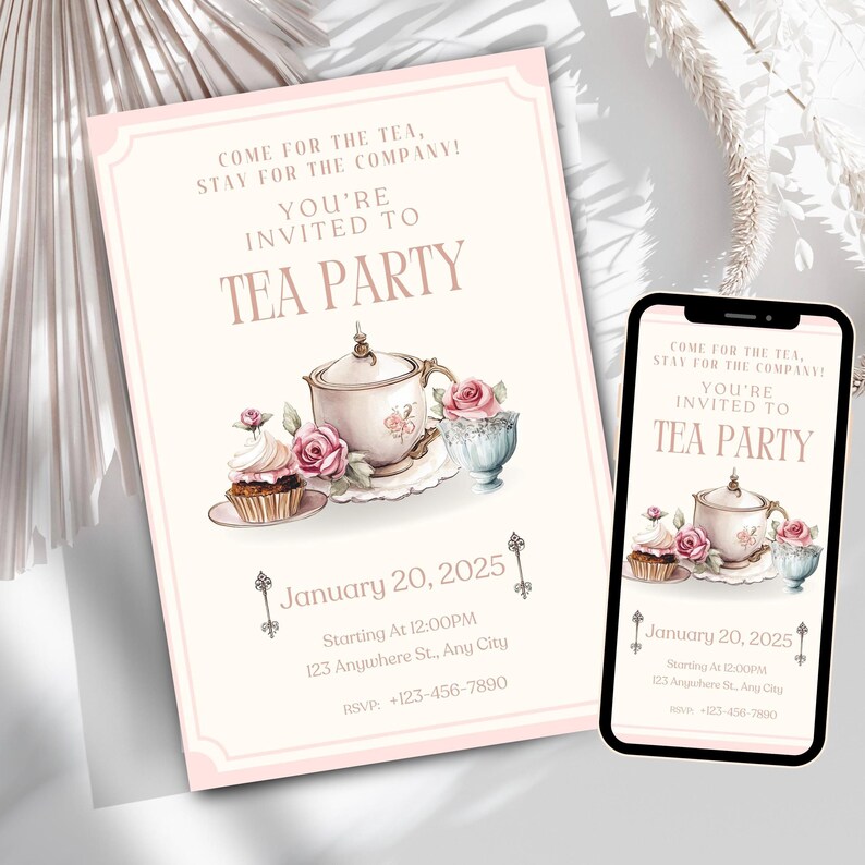 Delicate Victorian Tea Invitation Template, Instant Download, Coquette ...
