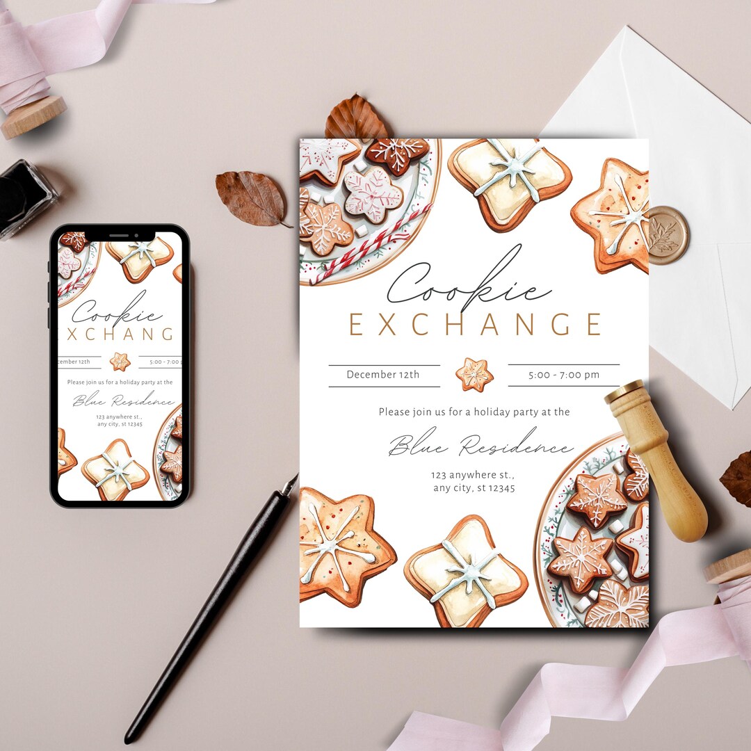 Editable Cookie Exchange Invitation Template, Cheerful & Colorful ...