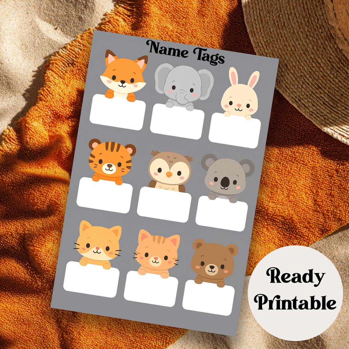 Printable Animal Name Tags for Students, Classroom Desks Labels, School ...