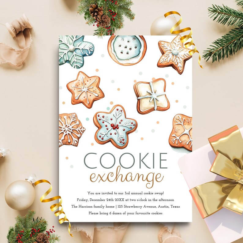 Editable Cookie Exchange Invitation Template, Cheerful & Colorful ...